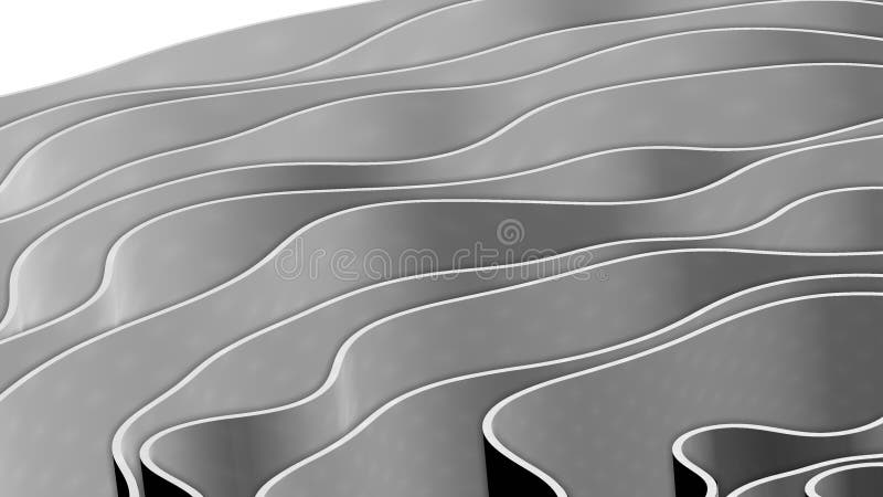 Abstract 3D Render Gray Splines Rows Light and Shadow Curves Flowing ...