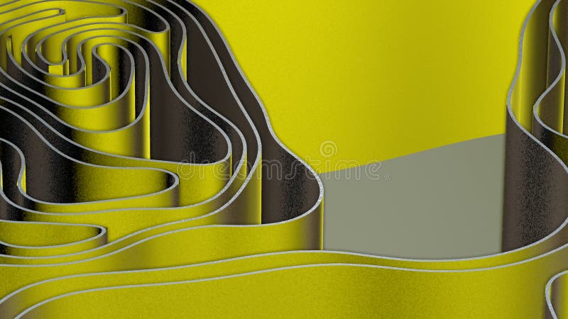 Abstract 3D Render Green Splines Rows Light and Shadow Curves Flowing ...