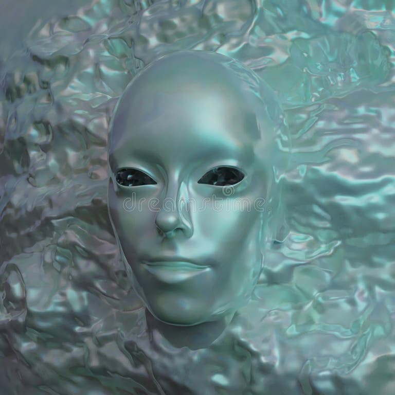 3d Render of a Human Head Emerging from a Metallic Wall Stock ...