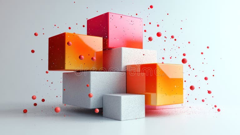 Abstract 3d Render of Interlocking Cubes with Spheres Modern Design ...