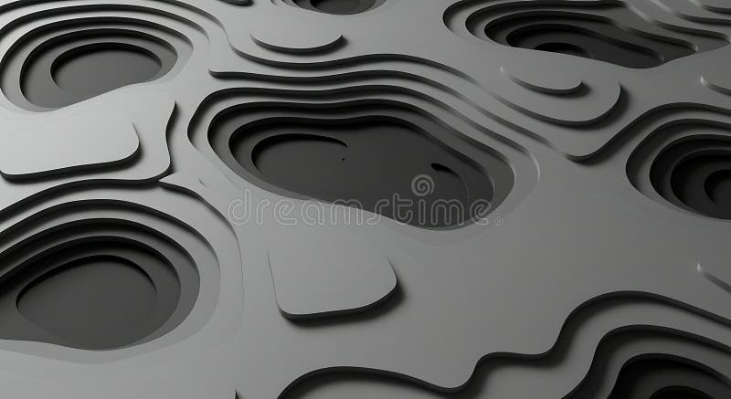 Abstract 3D Render: Layered Grey Concave and Convex Forms Stock ...