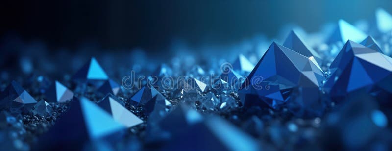 Abstract 3d Render of Many Blue Crystal Facets. Polygonal Shapes Create ...