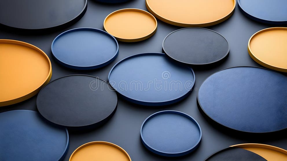 Abstract 3D Render of Overlapping Circular Trays Stock Illustration ...