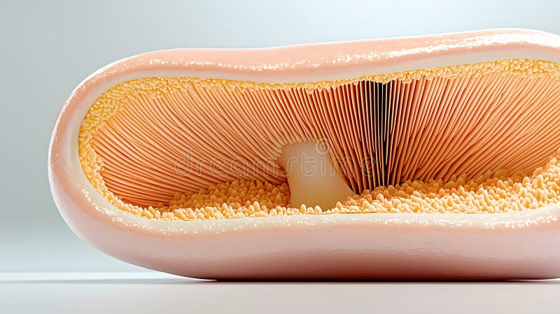 Abstract Peach Colored Organic Form with Internal Geometric Structures ...