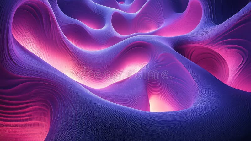 Abstract 3D Render of Pink and Purple Organic Forms with Glowing ...