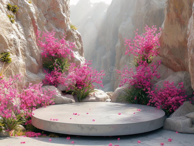 Abstract 3d Render Platform and Mockup Natural Background, Stone Podium ...