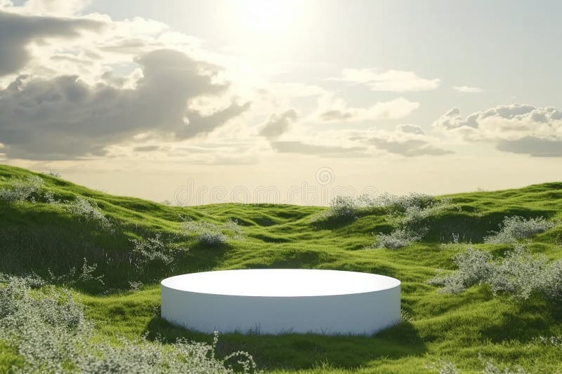 Abstract 3d Render Platform Natural Background, White Podium on the ...