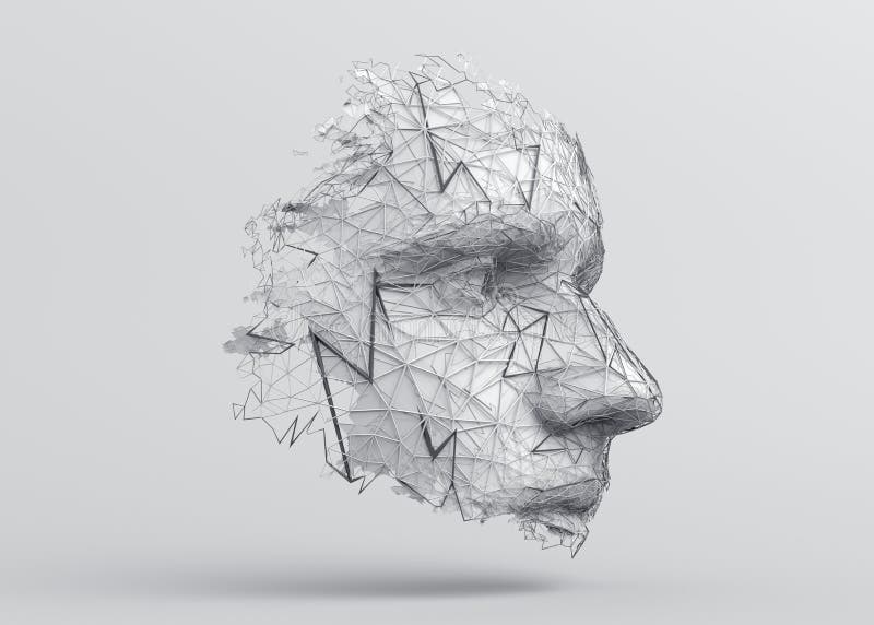 Abstract 3D Render of Polygonal Human Face Stock Illustration ...