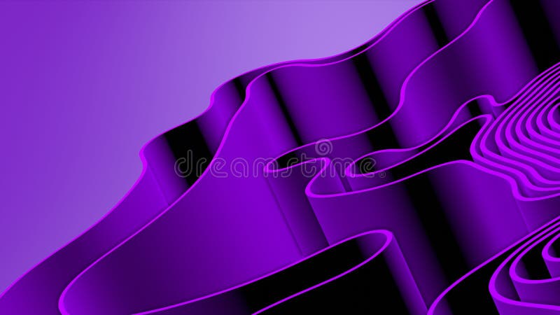 Abstract 3D Render Purple Splines Rows Light and Shadow Curves Flowing ...