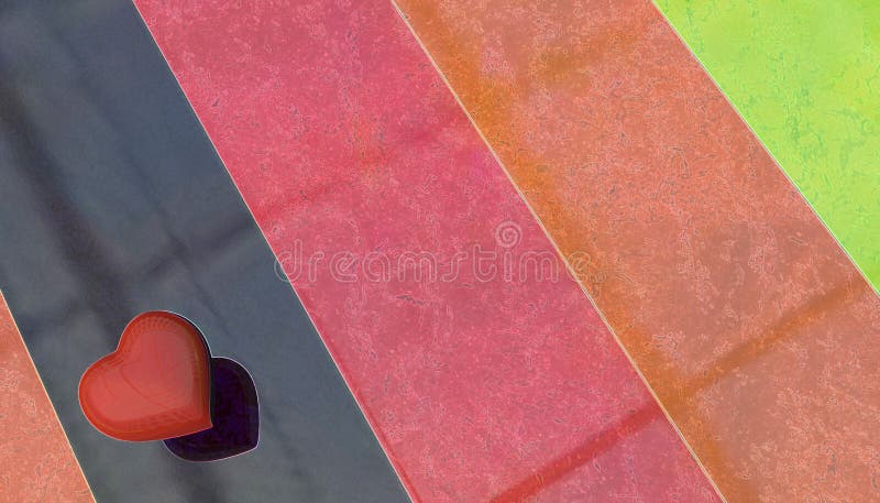 Abstract 3D Render Red Heart on Rainbow Surface Colourful Wallpaper ...