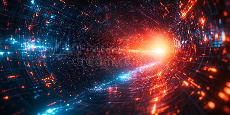 Futuristic Digital Tunnel with Glowing Data Streams Representing High ...