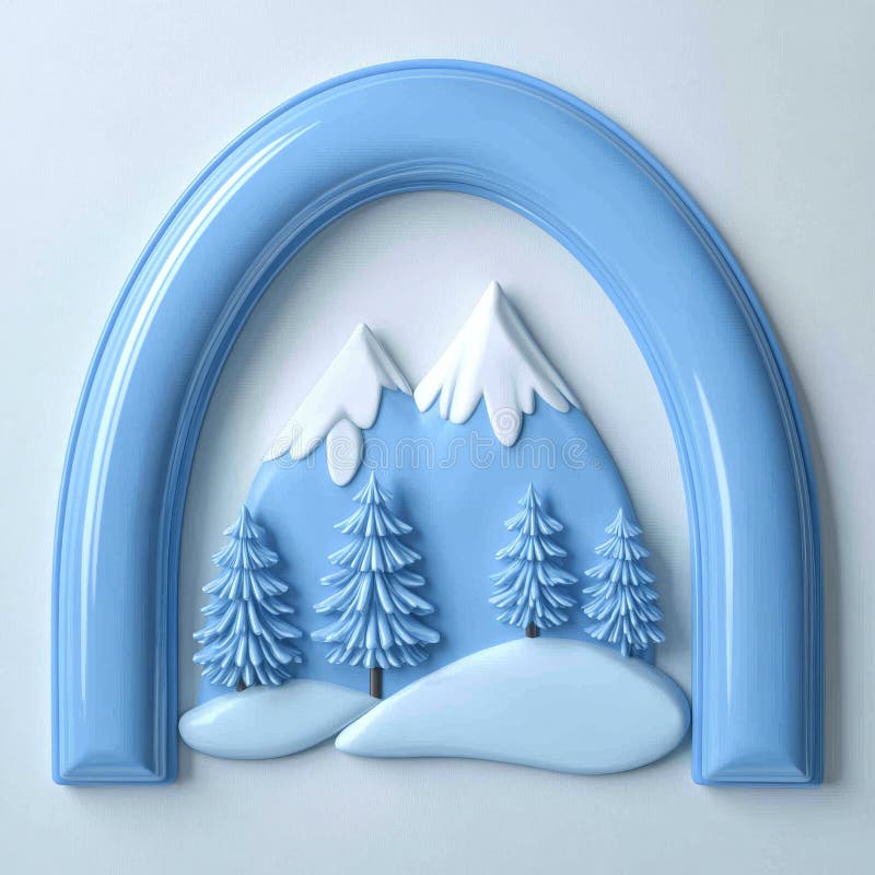 This Abstract 3D Render Showcases a Serene Turquoise Mountain Landscape ...