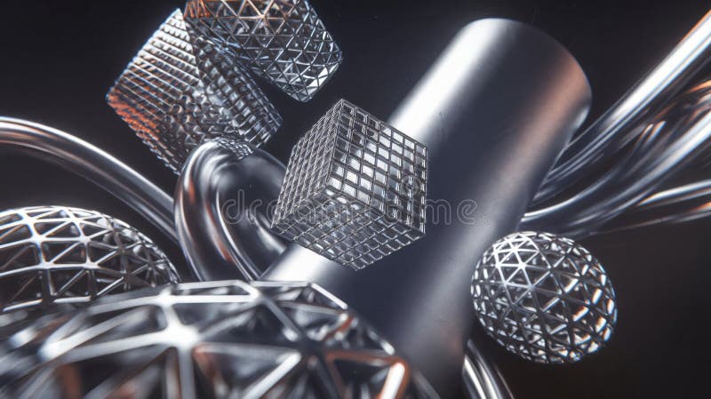 Abstract 3D Render, Silver Geometric Shapes and Good Resolution Stock Photo Stock Illustration ...