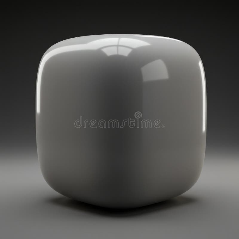 Abstract 3D Render of a Smooth Gray Cube Object on a Dark Background ...