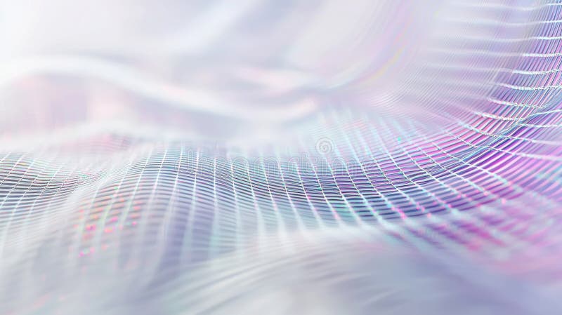 Abstract 3d Render with Smooth Lines and a Grid Surface Forming a Wavy ...