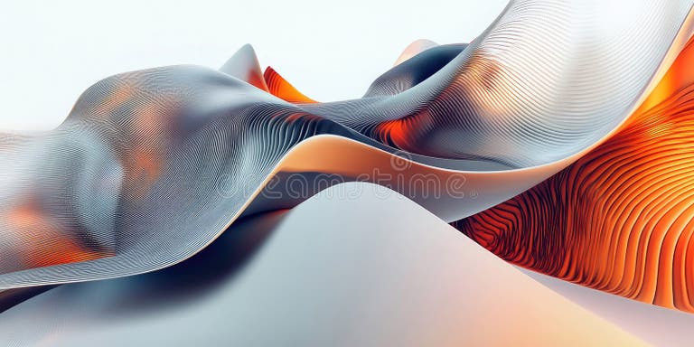 Abstract 3D Render of Stripe Curves: Flowing Forms with Contrasting ...