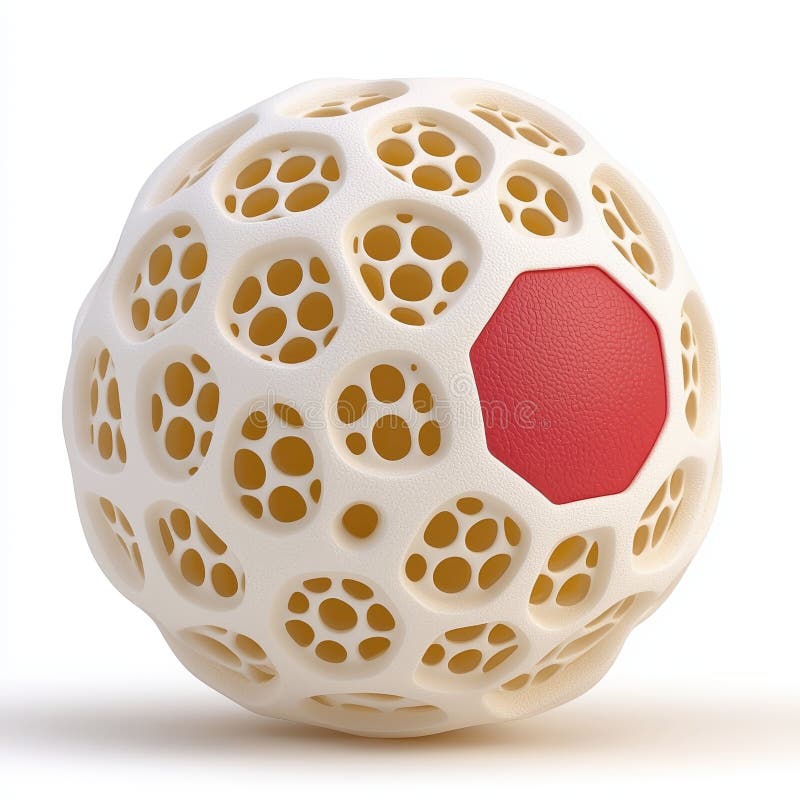 Abstract 3D Render of Textured Sphere with Red Hexagon Stock ...