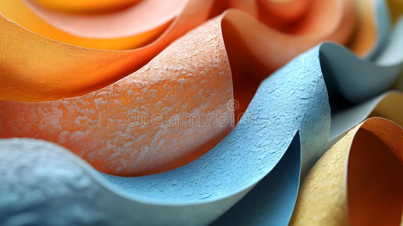 Abstract 3D Render of Wavy, Textured Surfaces Stock Illustration ...