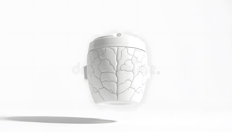 Abstract 3D Render of a White Brain-Shaped Container Against a White ...