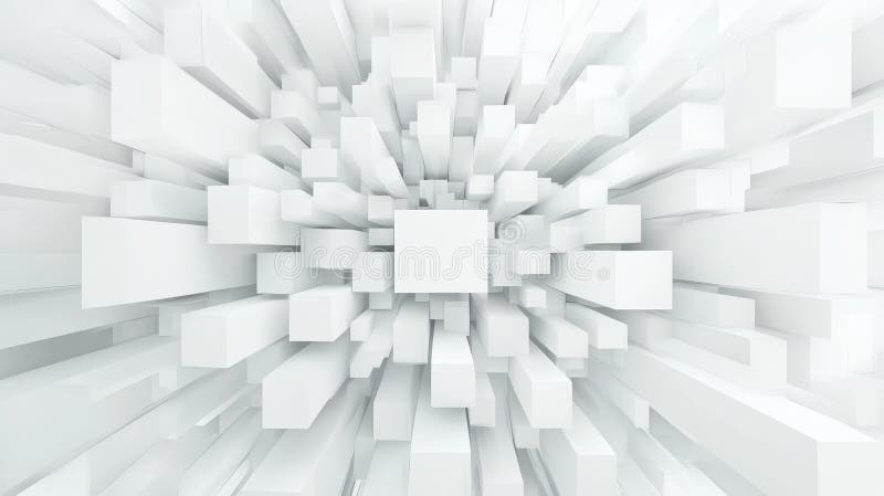 Abstract 3d Render of White Cubes on a Plain White Background ...