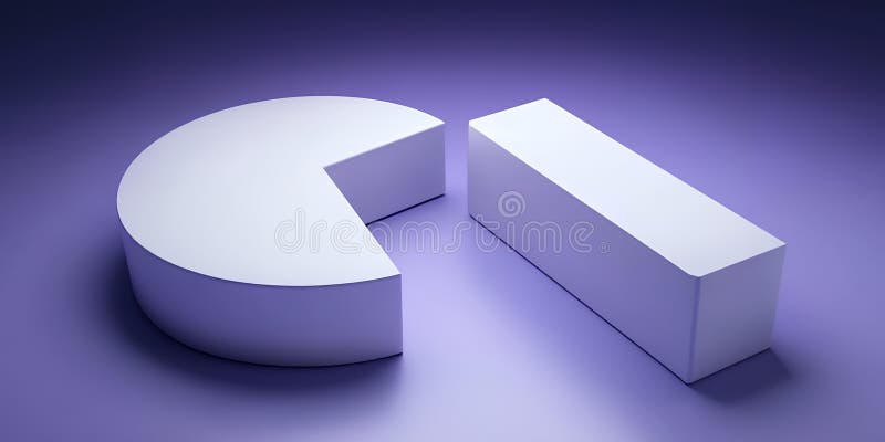 Abstract 3D Render White Geometric Shapes Pie Chart Section Rectangular ...