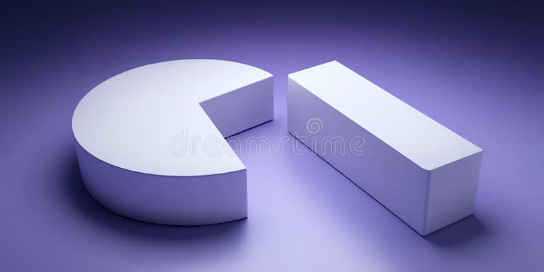 Abstract 3D Render White Geometric Shapes Pie Chart Section Rectangular ...