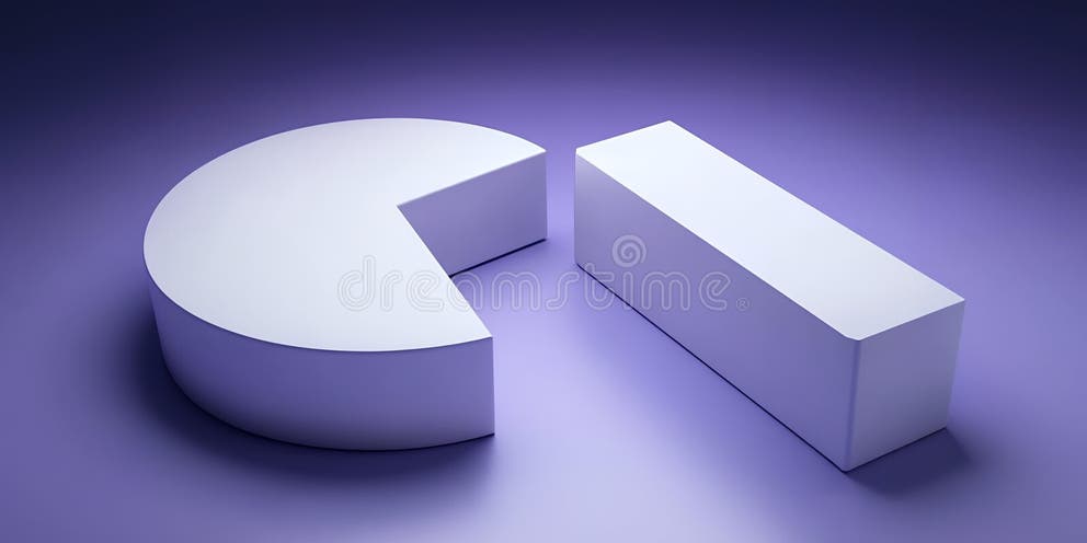 Abstract 3D Render White Geometric Shapes Pie Chart Section Rectangular ...