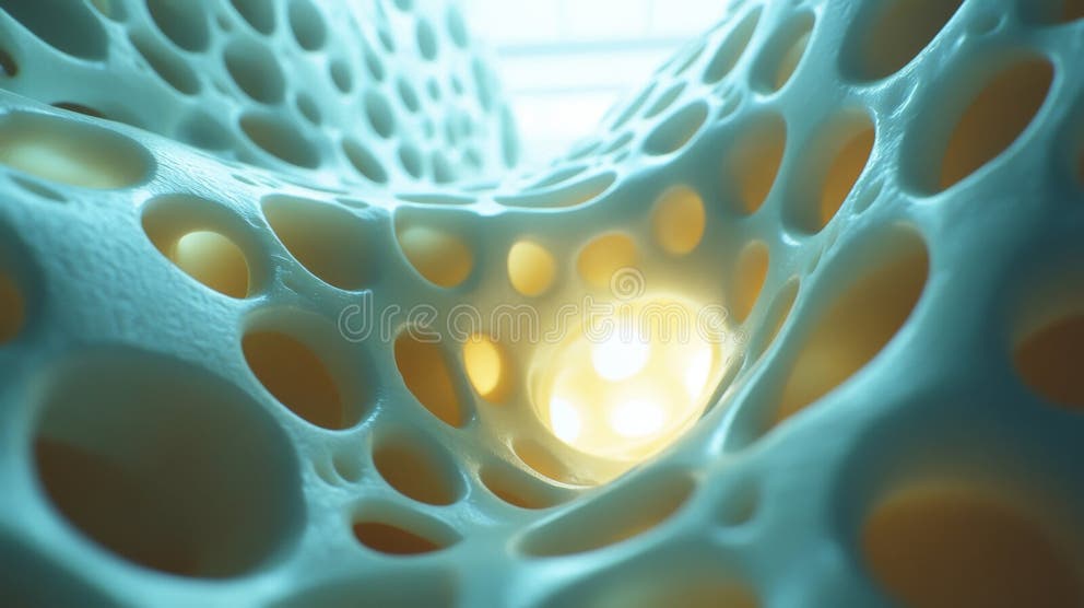 Abstract 3D Render of a White, Porous Surface with a Light Source in ...