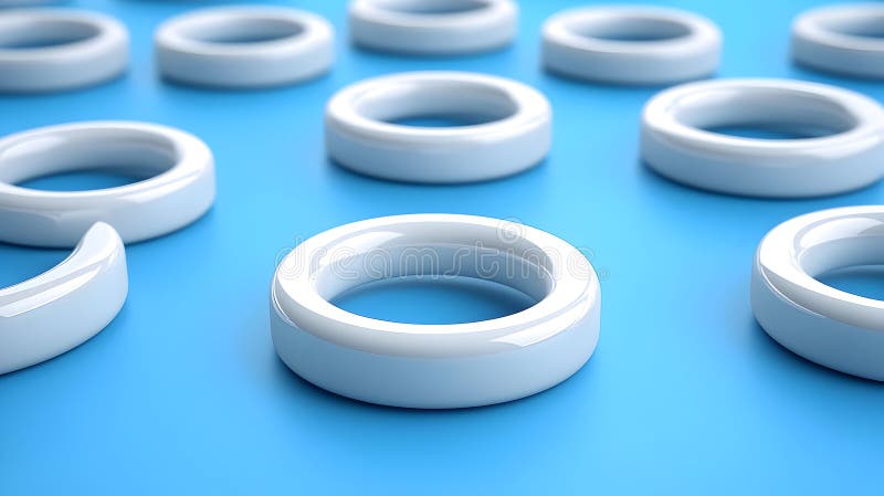 Abstract 3D Render White Rings Blue Background Stock Illustration ...
