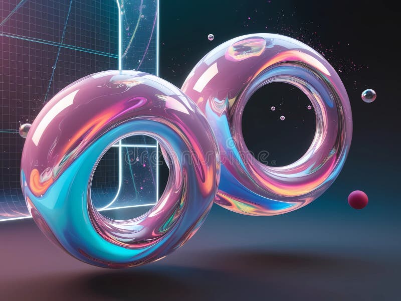 Abstract 3D Rendered Spheres in Neon Colors Stock Illustration ...