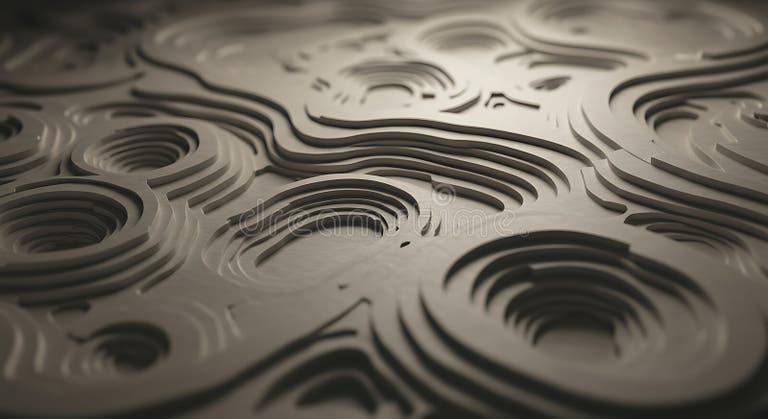Abstract 3D Rendered Topography: Concentric Circles and Wave Patterns ...
