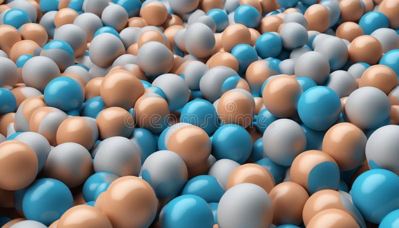 Abstract 3D Rendering Background with Blue Bouncing Balls Stock ...