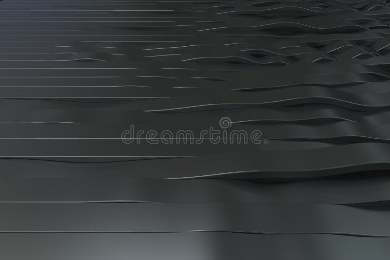 Abstract 3D Rendering of Black Sine Waves Stock Illustration ...
