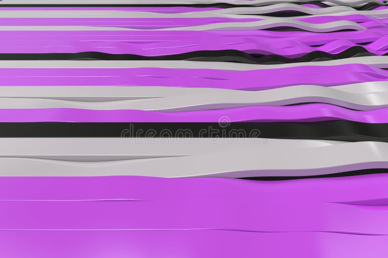 Abstract 3D Rendering of Black, White and Violet Sine Waves Stock ...