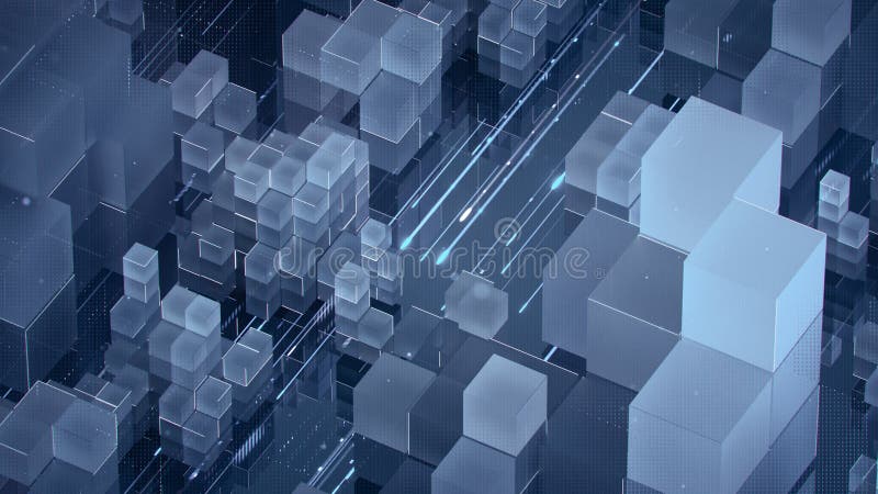 Abstract 3d Rendering of Blue Cubic Shapes Stock Illustration ...