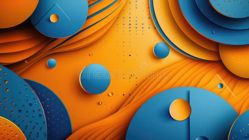 Abstract 3D Rendering of a Blue and Orange Geometric Shape with a ...