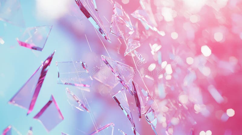 Abstract 3d Rendering of Broken Glass Shards Falling through Space with ...