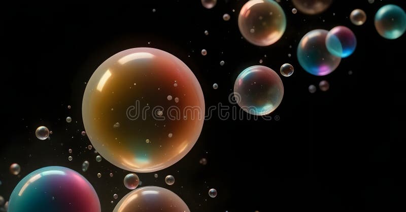 Abstract 3D Rendering of Bubbles on Black Background Stock Vector ...