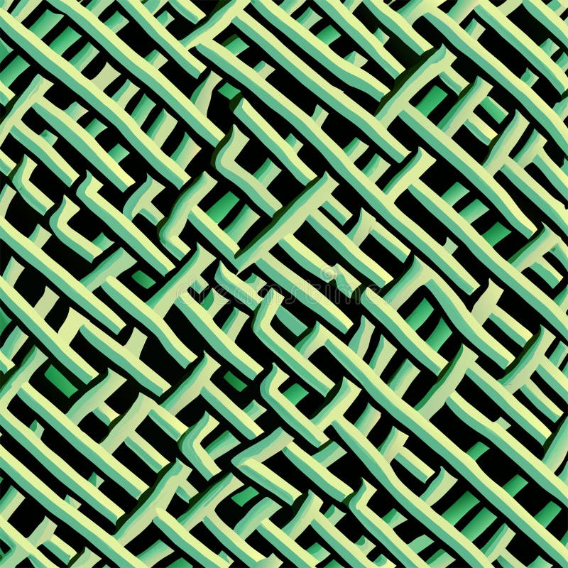 Abstract 3d Rendering of Chaotic Interlaced Lines in Green Colors. AI ...