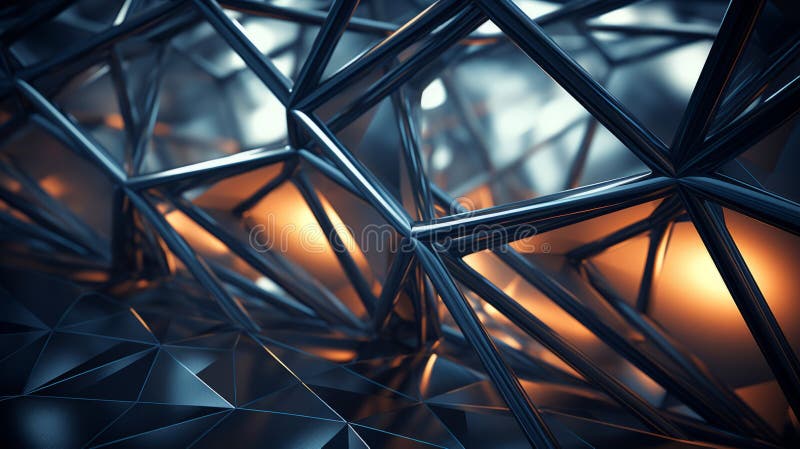 Abstract 3d Rendering of Chaotic Polygonal Structure. Futuristic ...