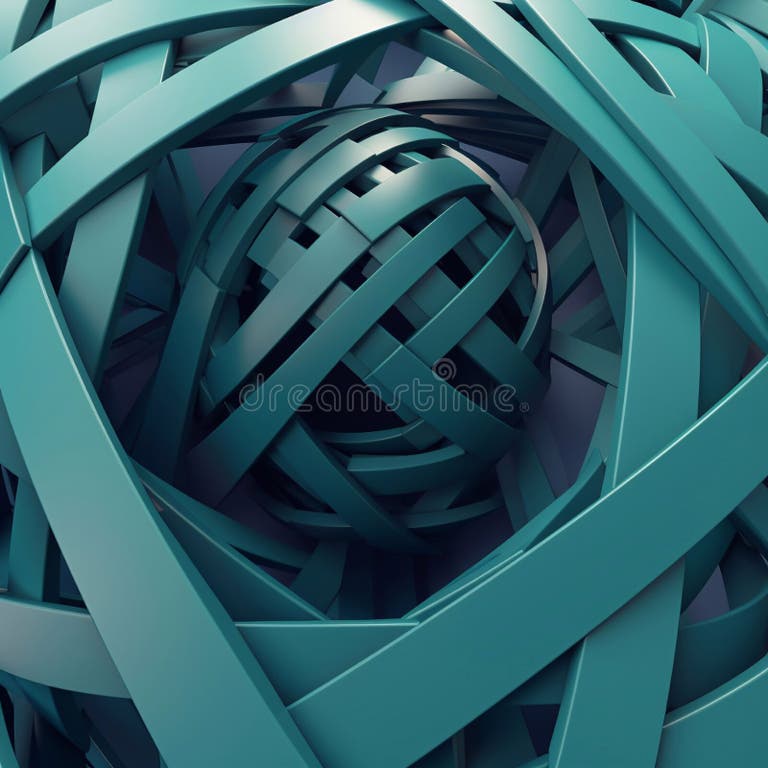 Abstract 3d Rendering of Chaotic Structure. Futuristic Background with ...