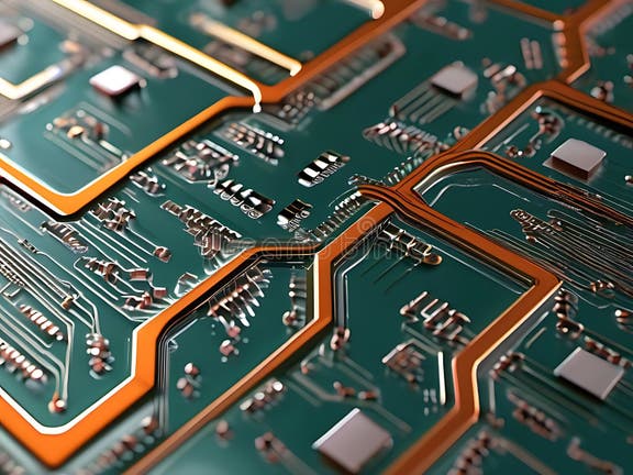 Abstract 3D Rendering of Circuit Board Components Interconnecting Stock ...
