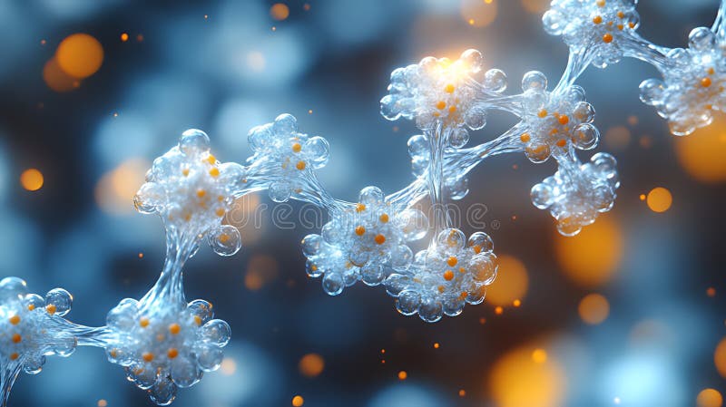 Abstract 3d Rendering Of A Complex Molecule Structure With Glowing
