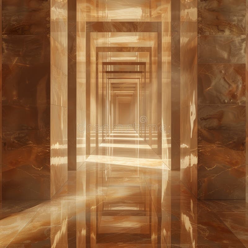 Abstract 3d Rendering of Corridor with Light and Shadow. Futuristic ...