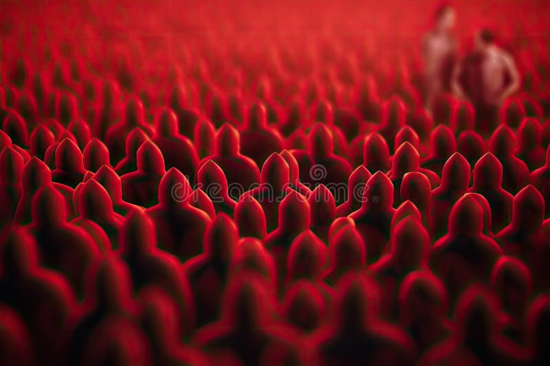 Abstract 3d Rendering of Crowd of People. Teamwork Concept, Leadership ...