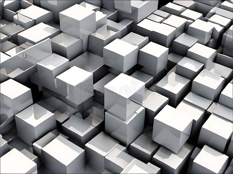 Abstract 3D Rendering of Glossy Cuboid Shapes Transforming Stock ...