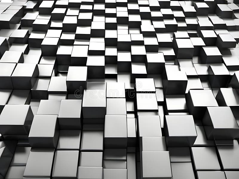 Abstract 3D Rendering of Graphite Cubes Stock Illustration ...