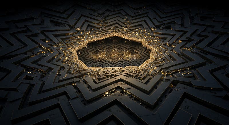 Abstract 3D Golden Particles in Dark Geometric Pattern Stock ...