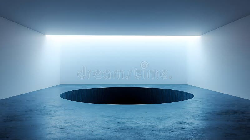 Abstract 3D Rendering: Deep Blue Void in Minimalist Room Stock ...