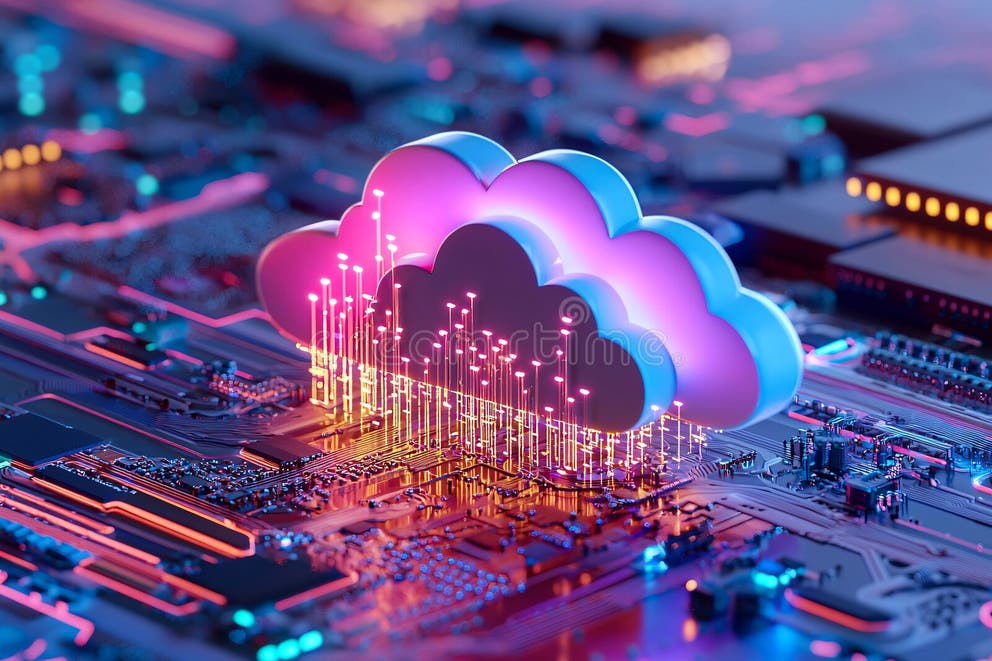 Abstract 3D Rendering of a Digital Firewall Protecting Cloud ...